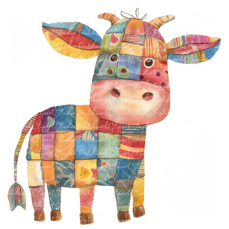 10 Cows Clipart Bundle, Printable Patchwork Cow, Quilted Fabric ...