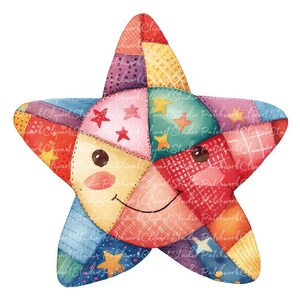 10 Star Clipart Bundle, PNG & JPG, Printable Patchwork Stars ...