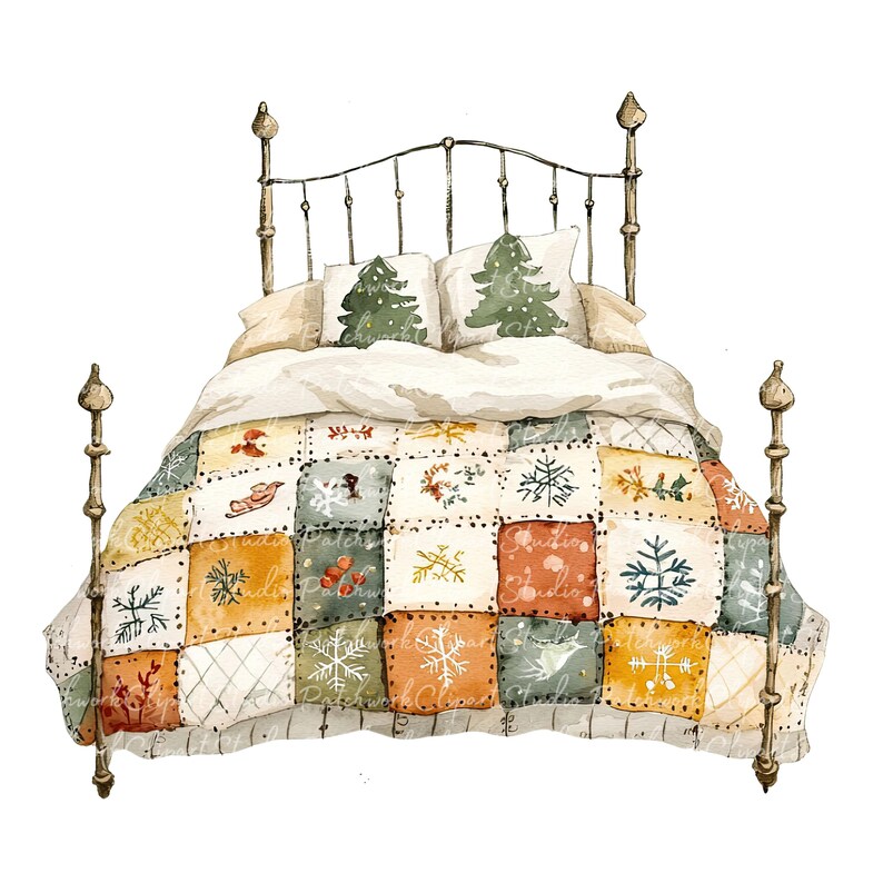 14 Golden Winter Blanket Clipart Bundle, PNG & JPG, Printable Patchwork ...