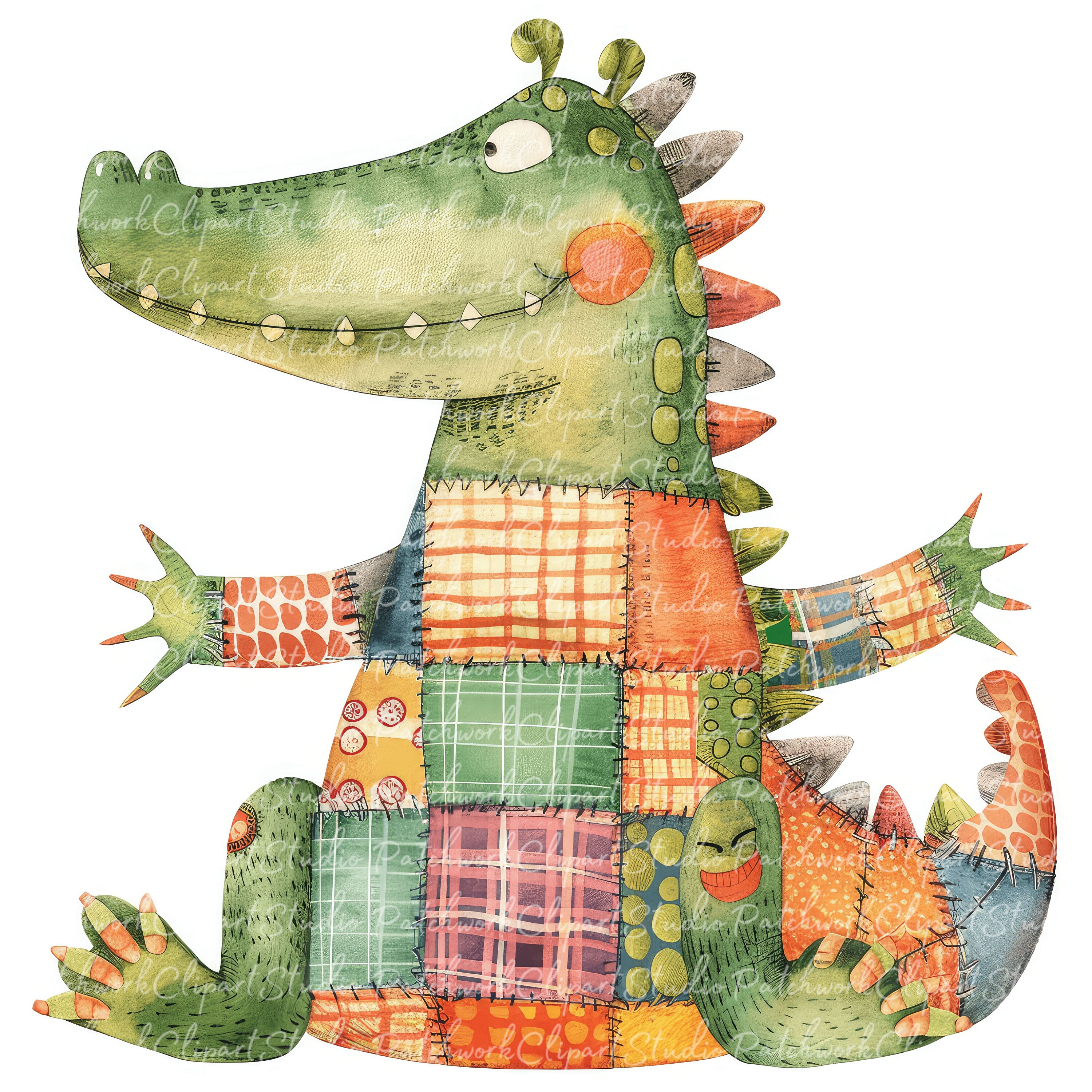 10 Crocodiles Clipart Bundle, PNG & JPG, Printable Patchwork Crocodile ...
