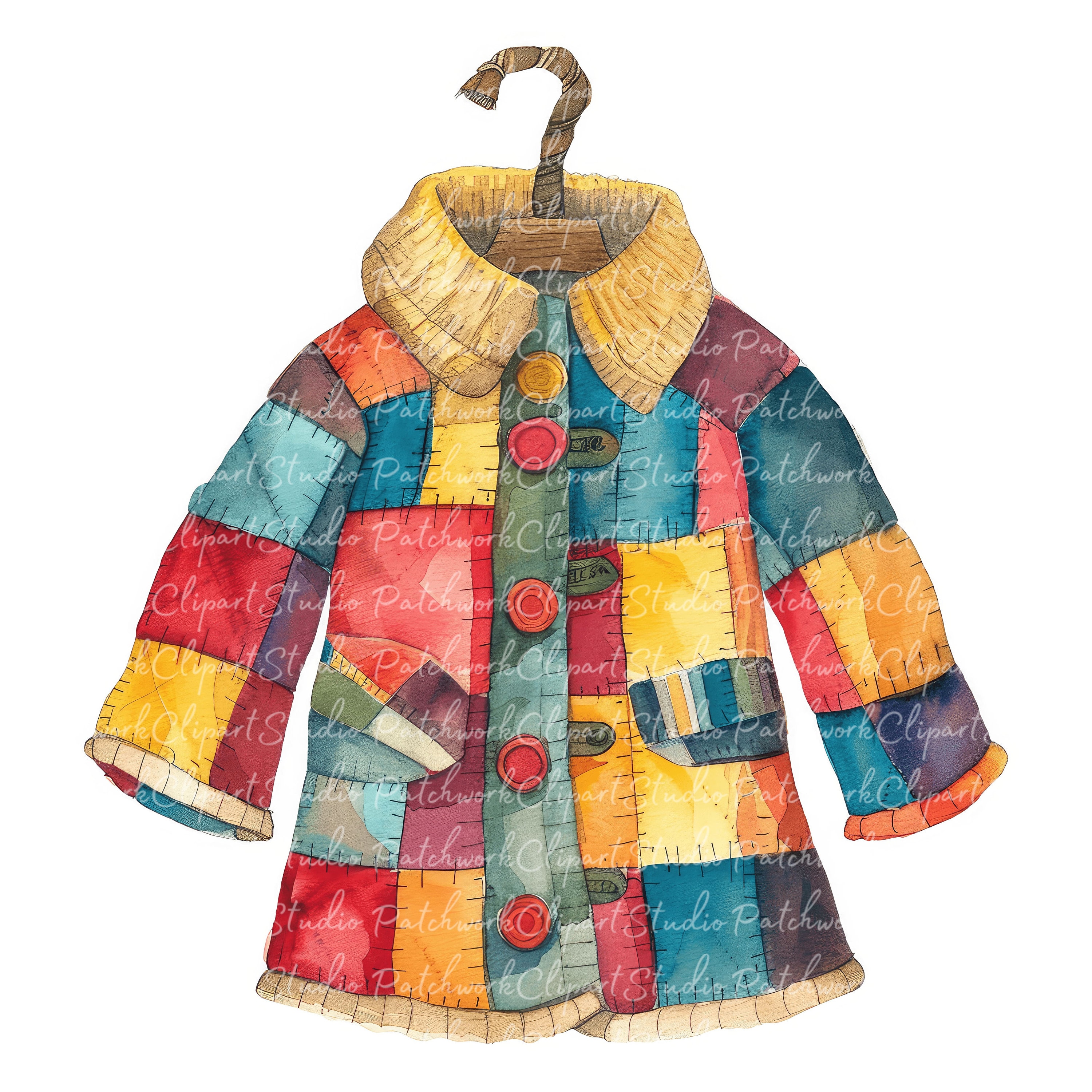 10 Coats Clipart Bundle, PNG & JPG, Printable Patchwork Kids' Coat ...