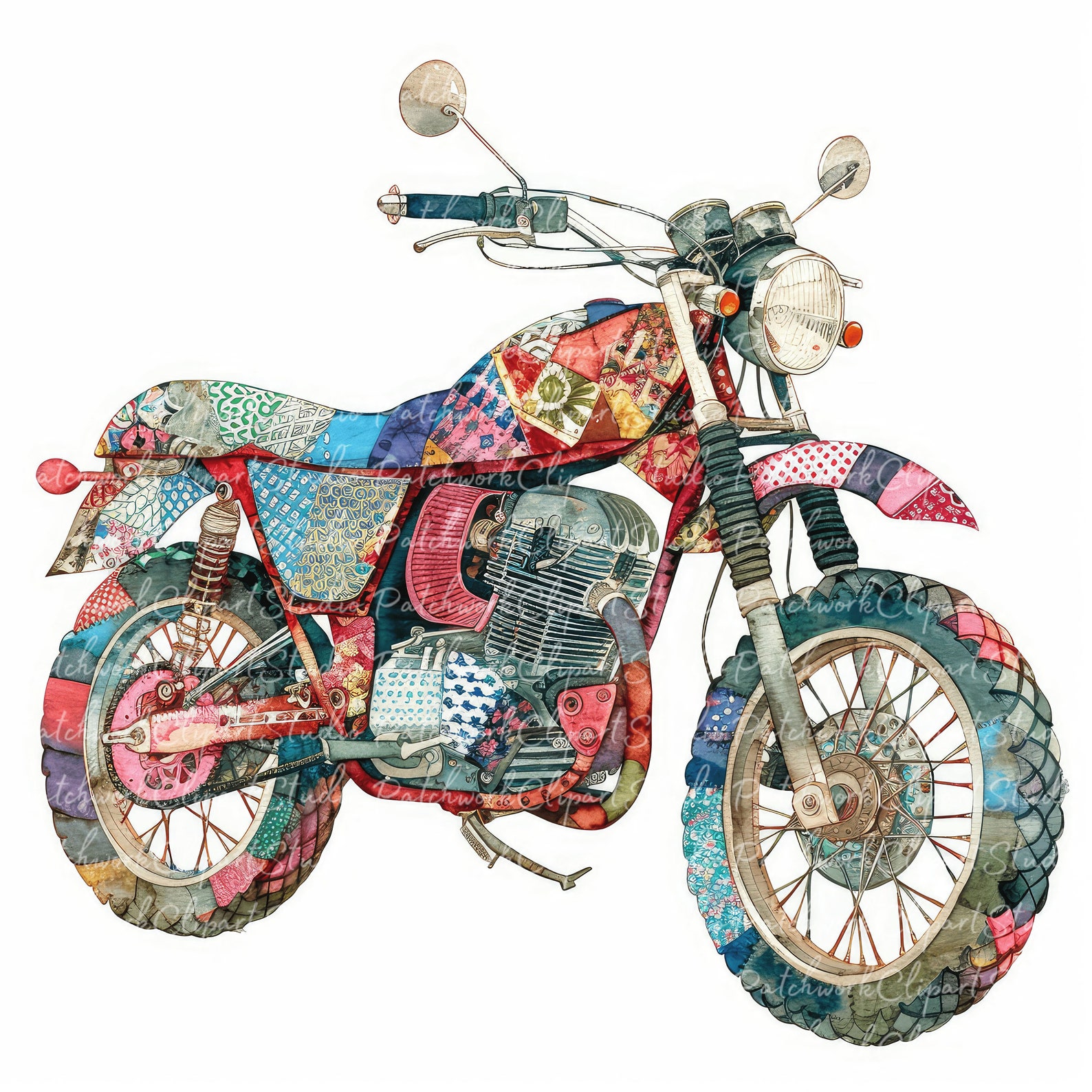 10 Motorcycles Clipart Bundle, PNG & JPG, Printable Patchwork ...