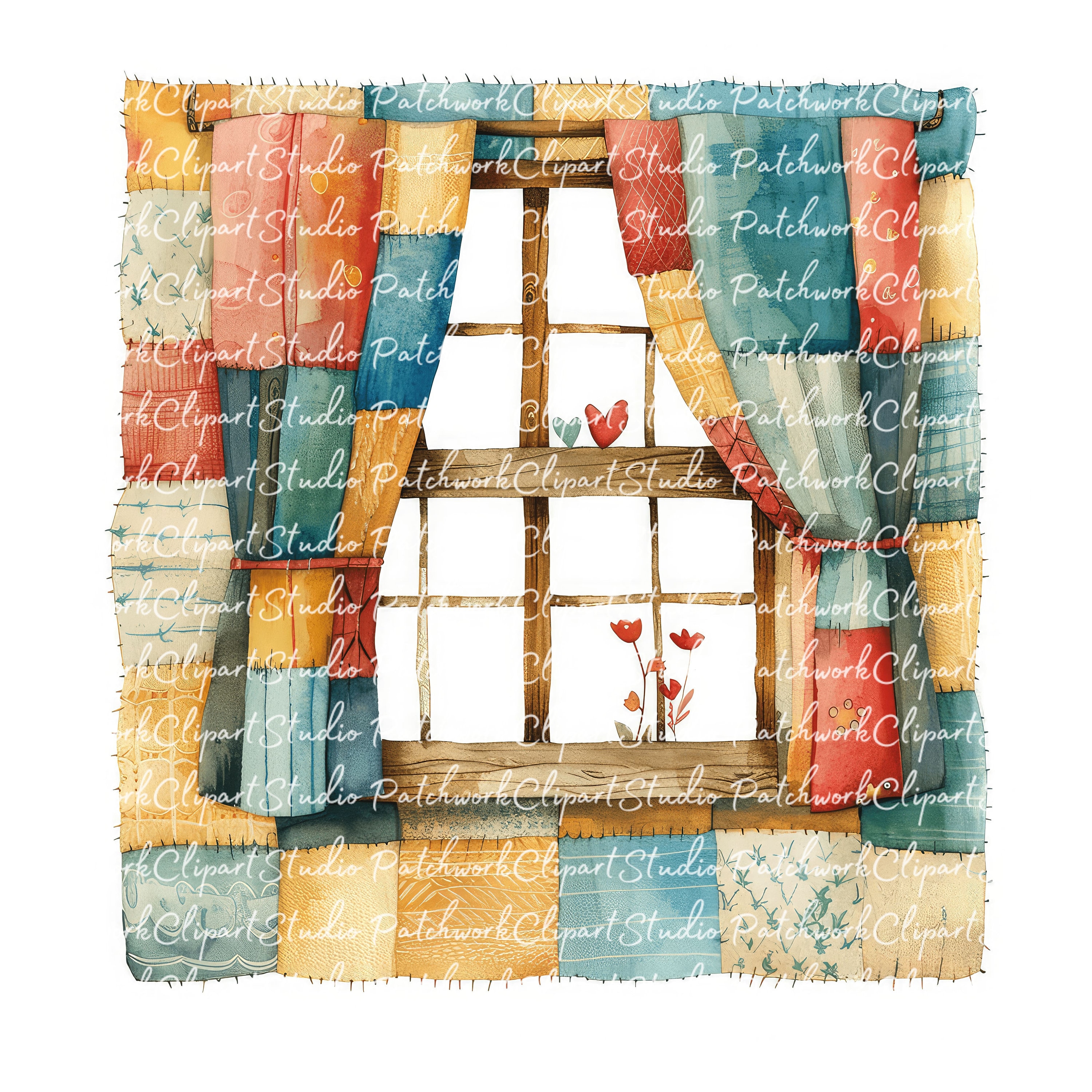 10 Windows Clipart Bundle, PNG & JPG, Printable Patchwork Window ...
