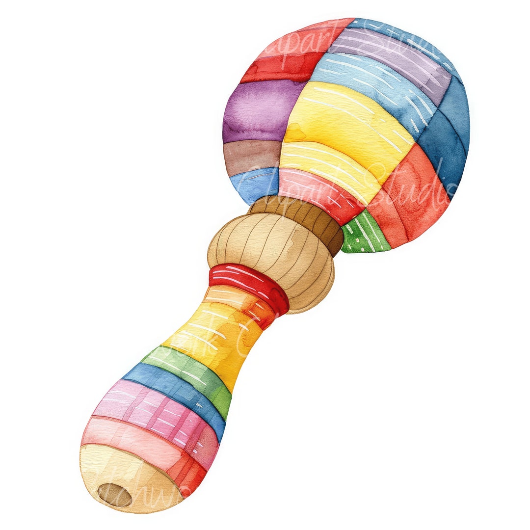 Rattle Clipart Bundle, Printable Baby Toy, Cute Quilted Fabric ...