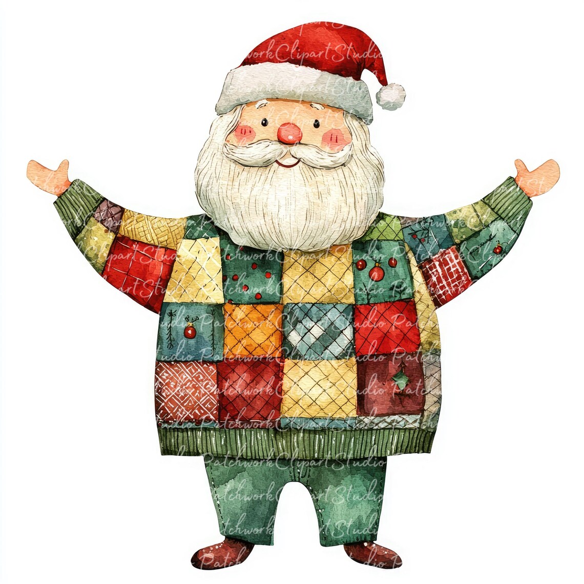 10 Christmas Man Clipart Bundle, PNG & JPG, Printable Patchwork, Winter ...