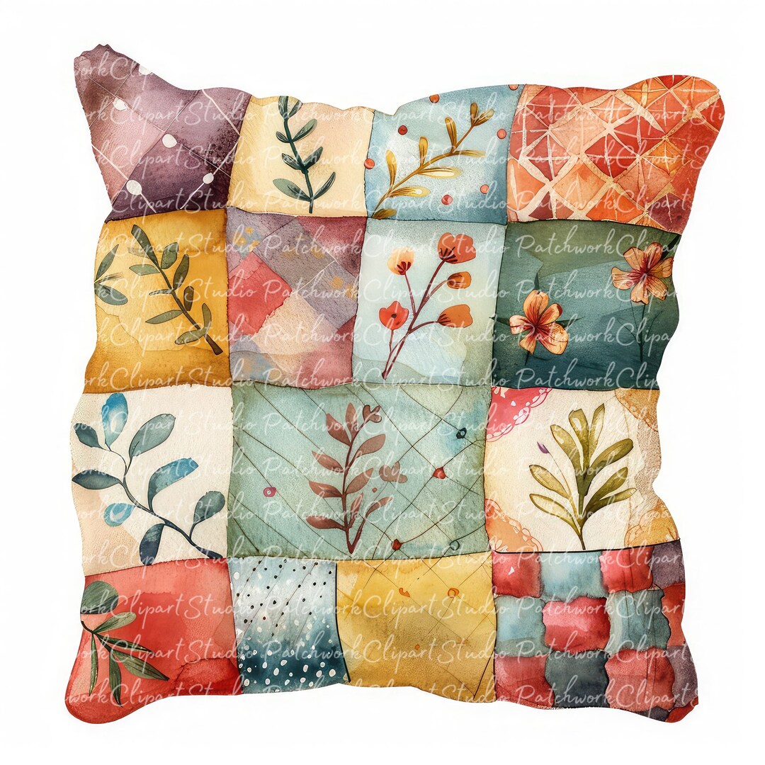 10 Pillows Clipart Bundle, PNG & JPG, Printable Patchwork Pillow ...