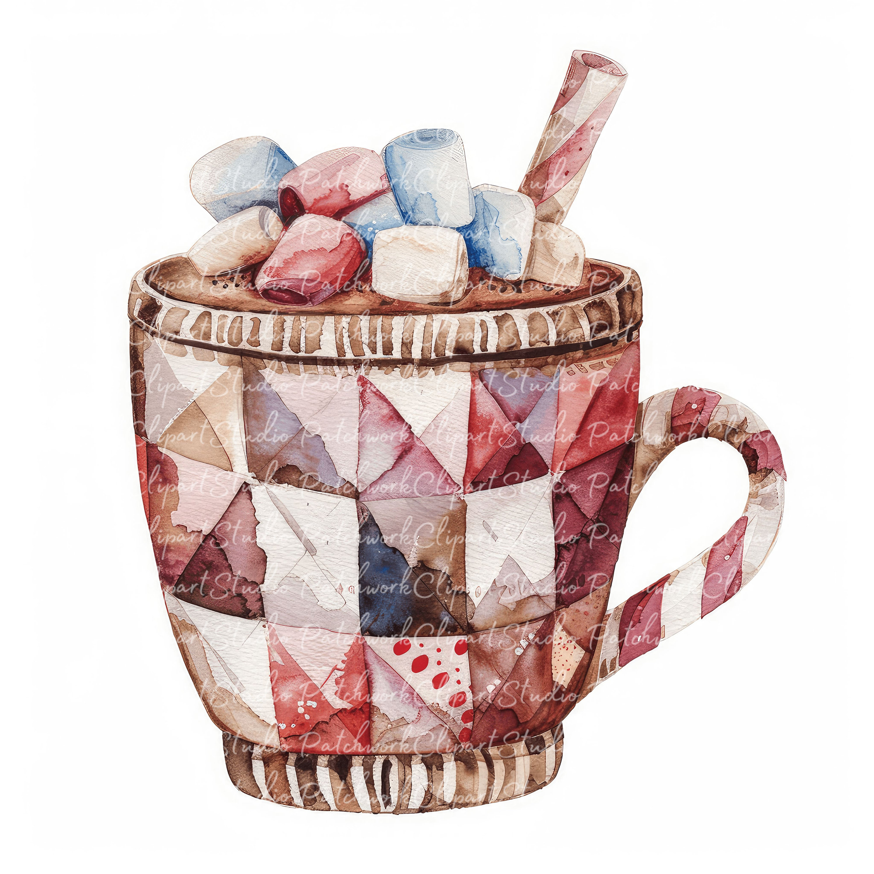 10 Hot Chocolate Clipart Bundle, PNG & JPG, Printable Patchwork ...