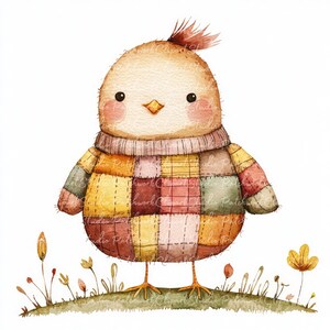10 Autumn Chick Clipart Bundle, PNG & JPG, Printable Patchwork, Chick ...