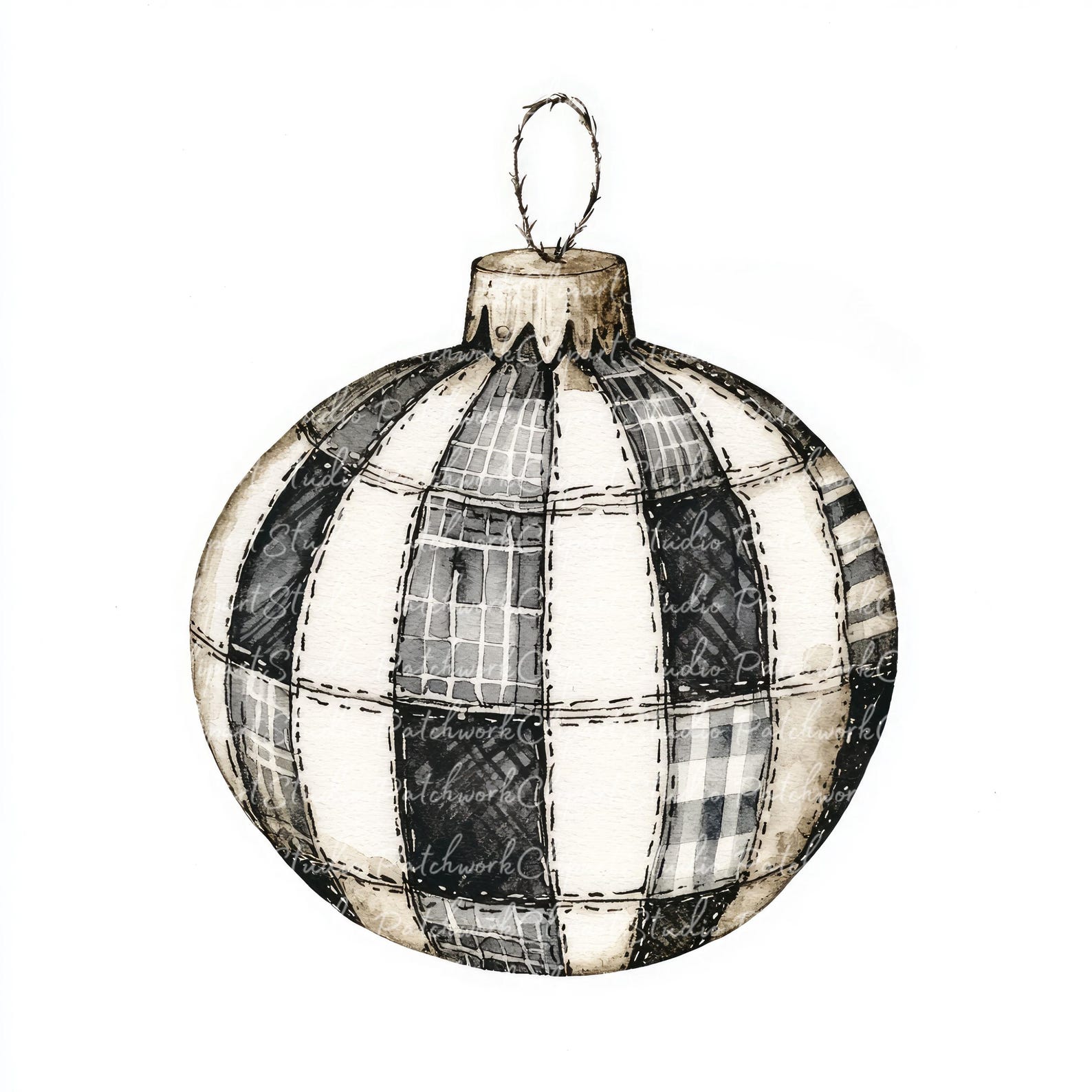 10 Black White Christmas Bauble Clipart Bundle, PNG & JPG, Printable ...