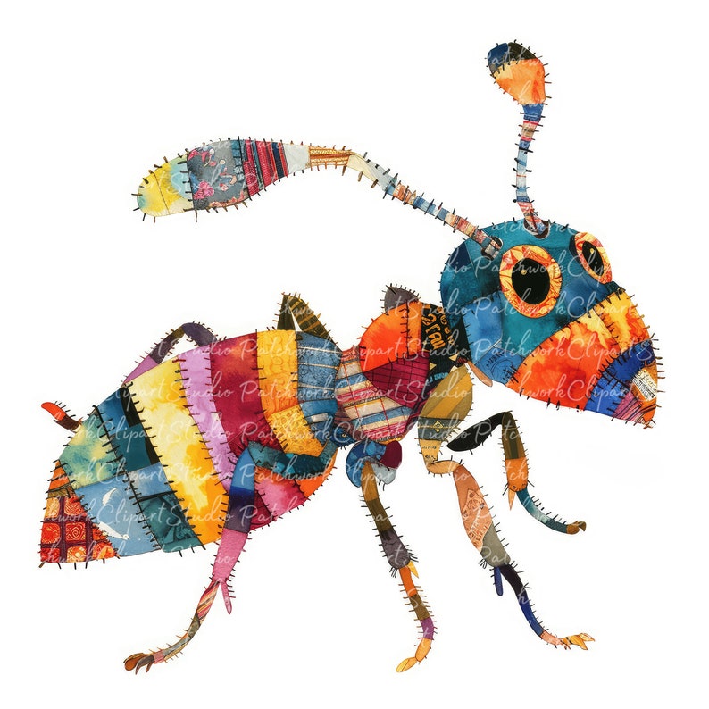 10 Ants Clipart Bundle, PNG & JPG, Printable Patchwork Ant, Ant ...