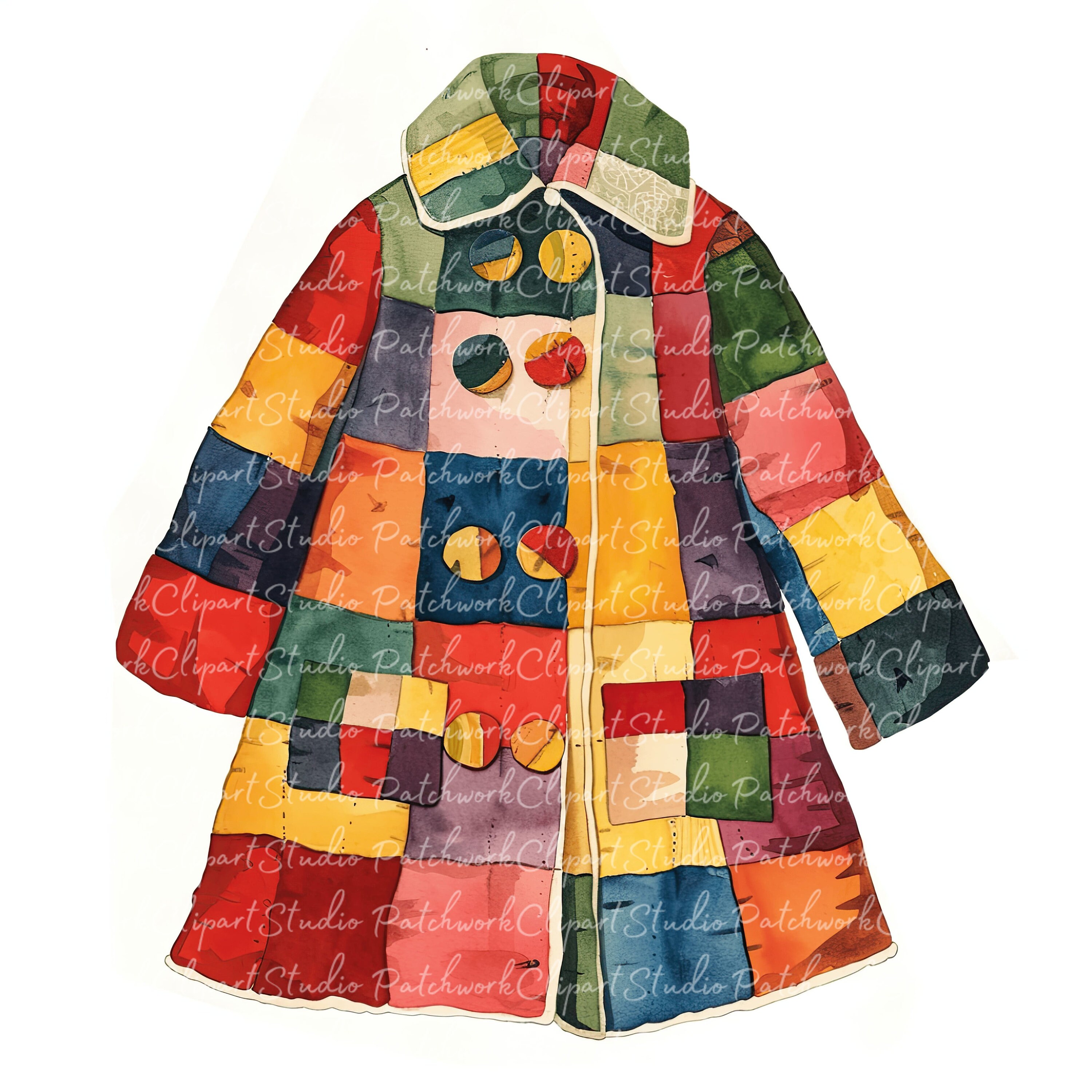 10 Coats Clipart Bundle, PNG & JPG, Printable Patchwork Kids' Coat ...