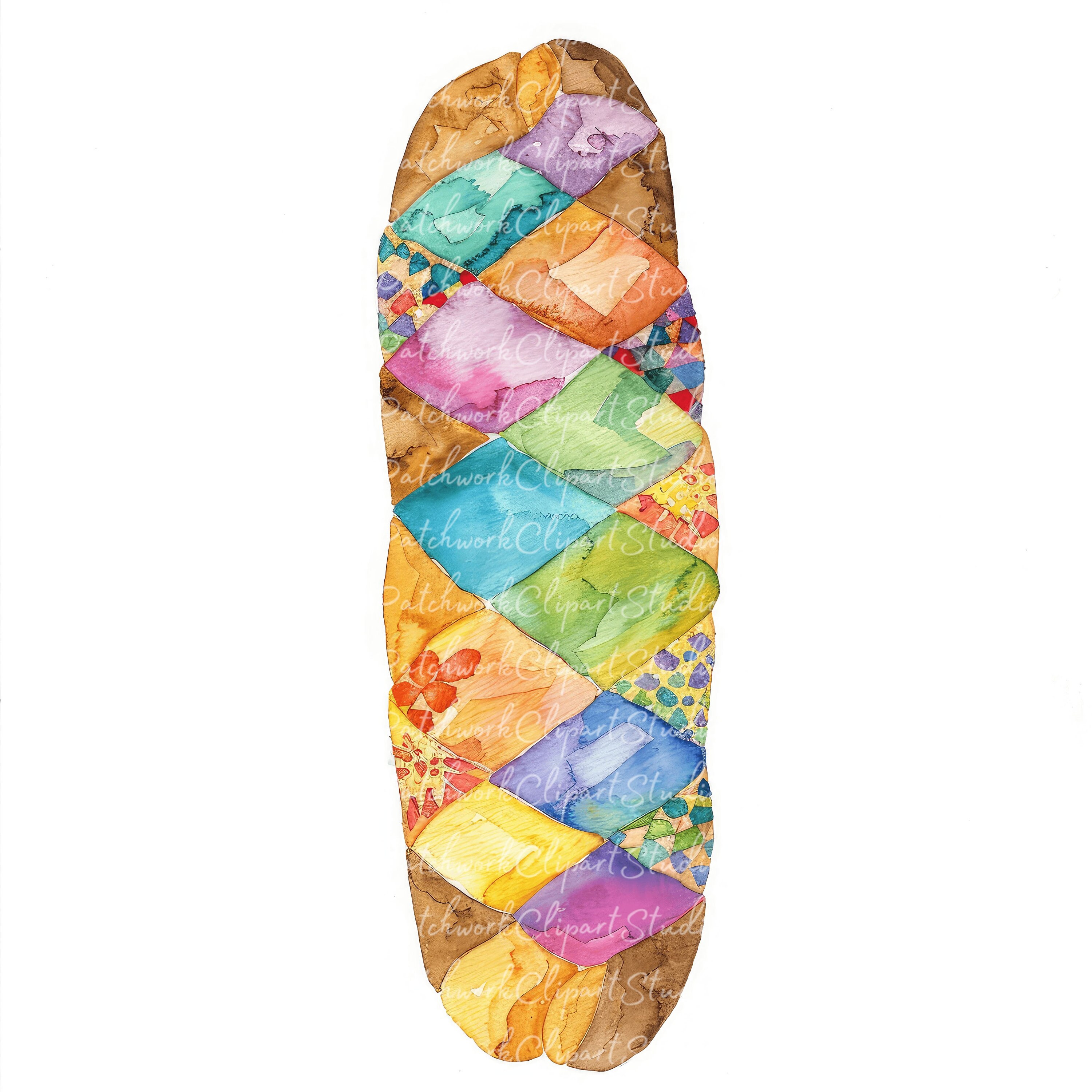 10 Baguette Clipart Bundle, PNG & JPG, Printable Patchwork Bread ...
