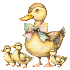 10 Duck and Ducklings Clipart Bundle, PNG & JPG, Printable Patchwork ...