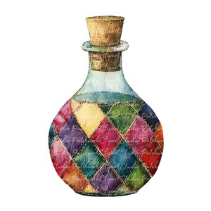 10 Magic Potion Clipart Bundle, PNG & JPG, Printable Patchwork Magic Potion Illustrations ...