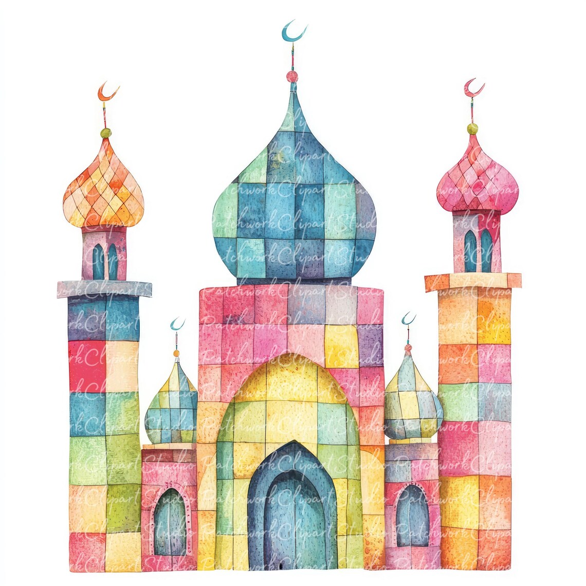 10 Mosque Clipart Bundle, PNG & JPG, Printable Patchwork, Islamic ...