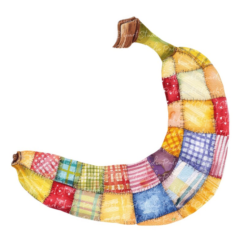 10 Bananas Clipart Bundle, PNG & JPG, Printable Patchwork Banana ...