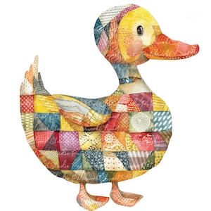 10 Ducks Clipart Bundle, PNG & JPG, Printable Patchwork Duck ...