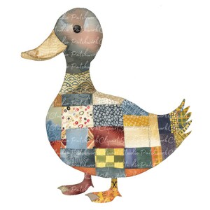 10 Ducks Clipart Bundle, PNG & JPG, Printable Patchwork Duck ...