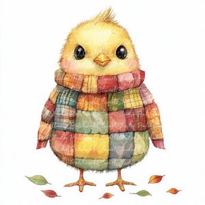 10 Autumn Chick Clipart Bundle, PNG & JPG, Printable Patchwork, Chick ...