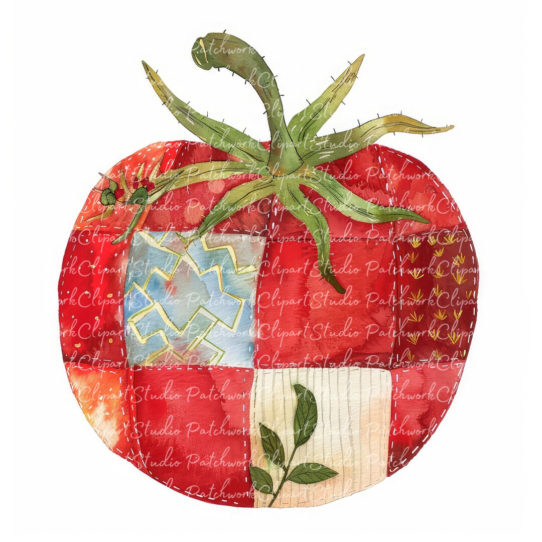 10 Tomato Clipart Bundle, PNG & JPG, Printable Patchwork Tomatoes ...