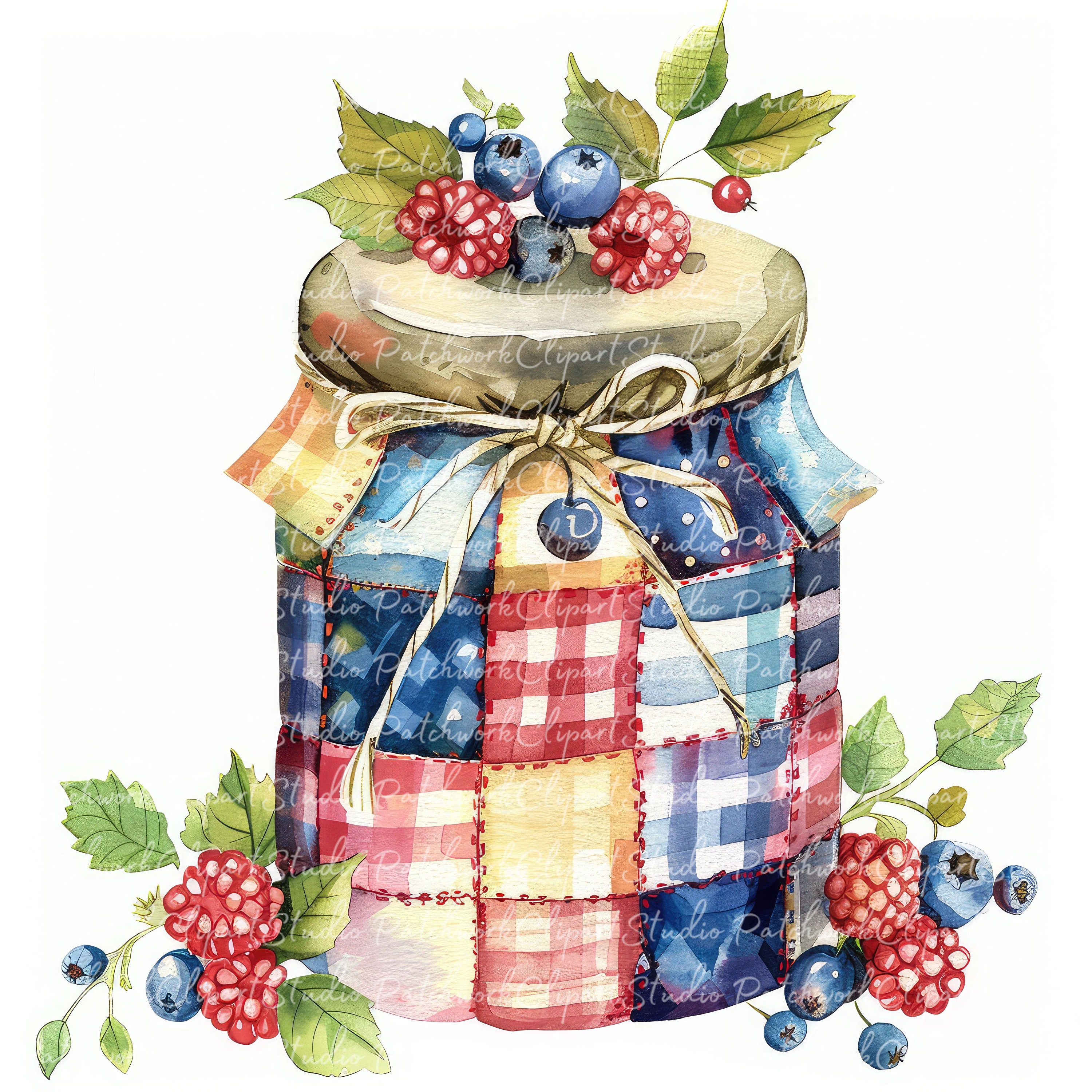 10 Jar of Jam Clipart Bundle, PNG & JPG, Printable Patchwork Jam ...