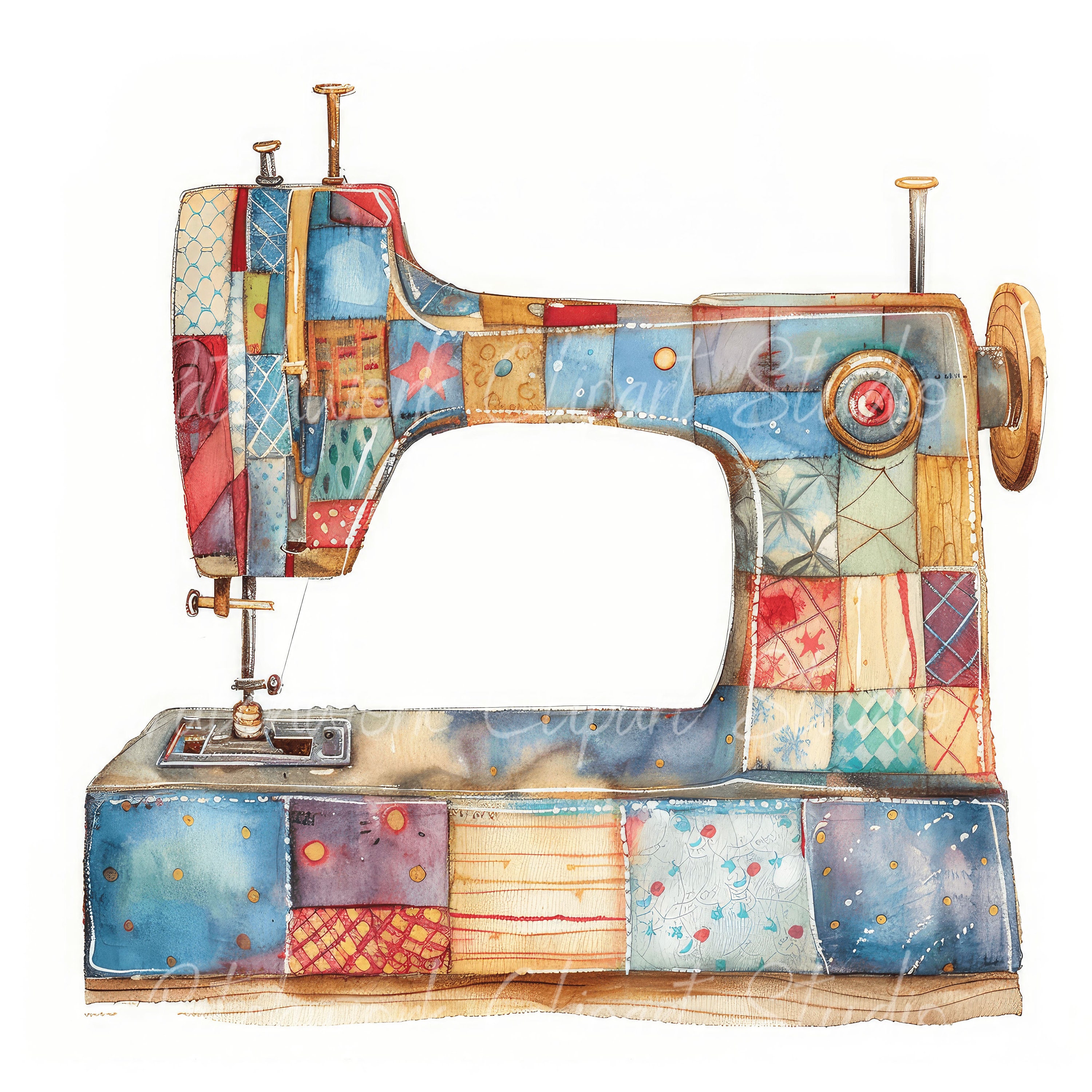 Patchwork Sewing Machines Clipart Bundle, Printable Sewing Machine ...