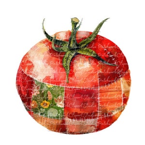 10 Tomato Clipart Bundle, PNG & JPG, Printable Patchwork Tomatoes ...