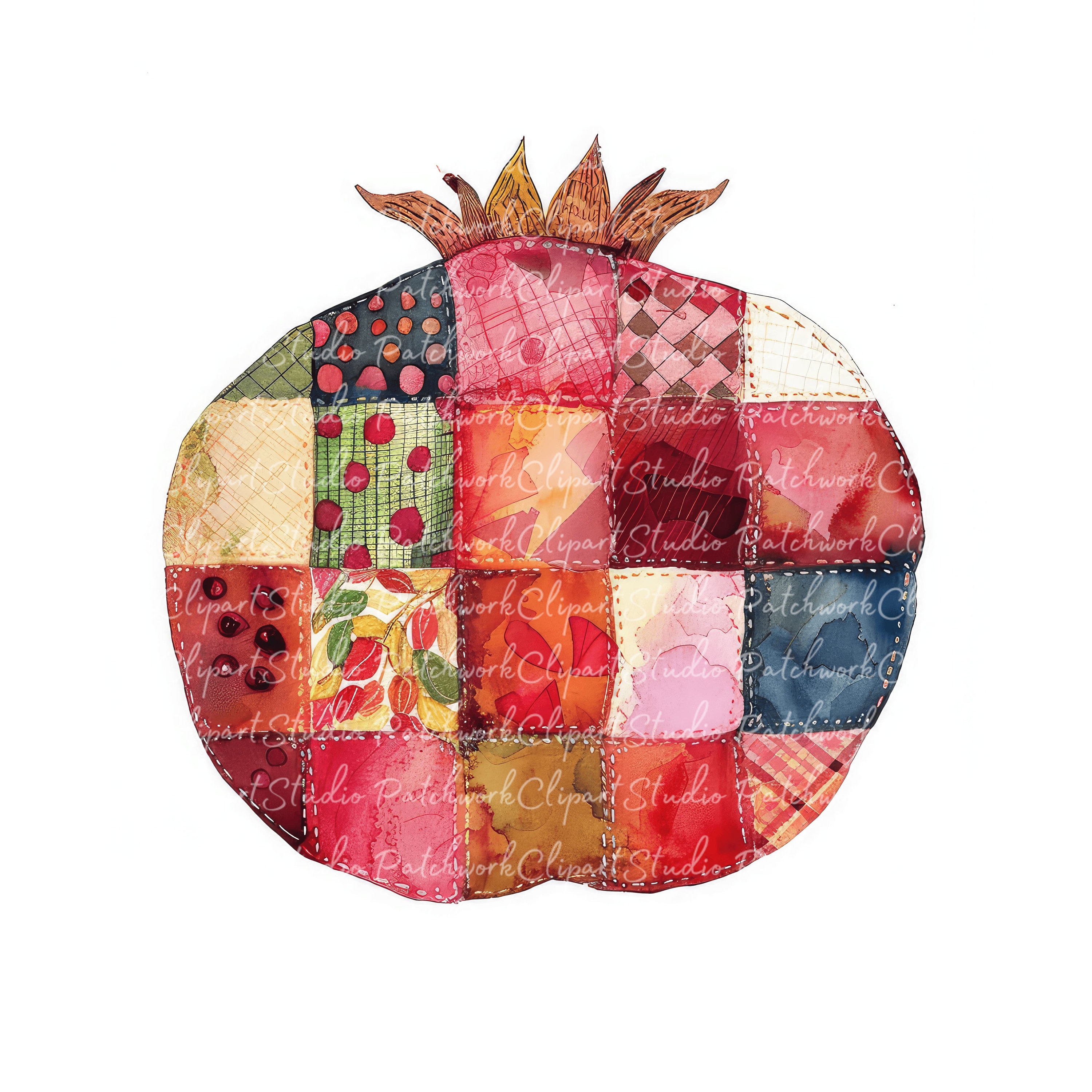 10 Pomegranates Clipart Bundle, PNG & JPG, Printable Patchwork ...