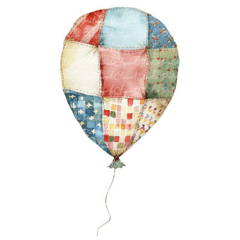 10 Balloons Clipart Bundle, PNG & JPG, Printable Patchwork Balloon ...