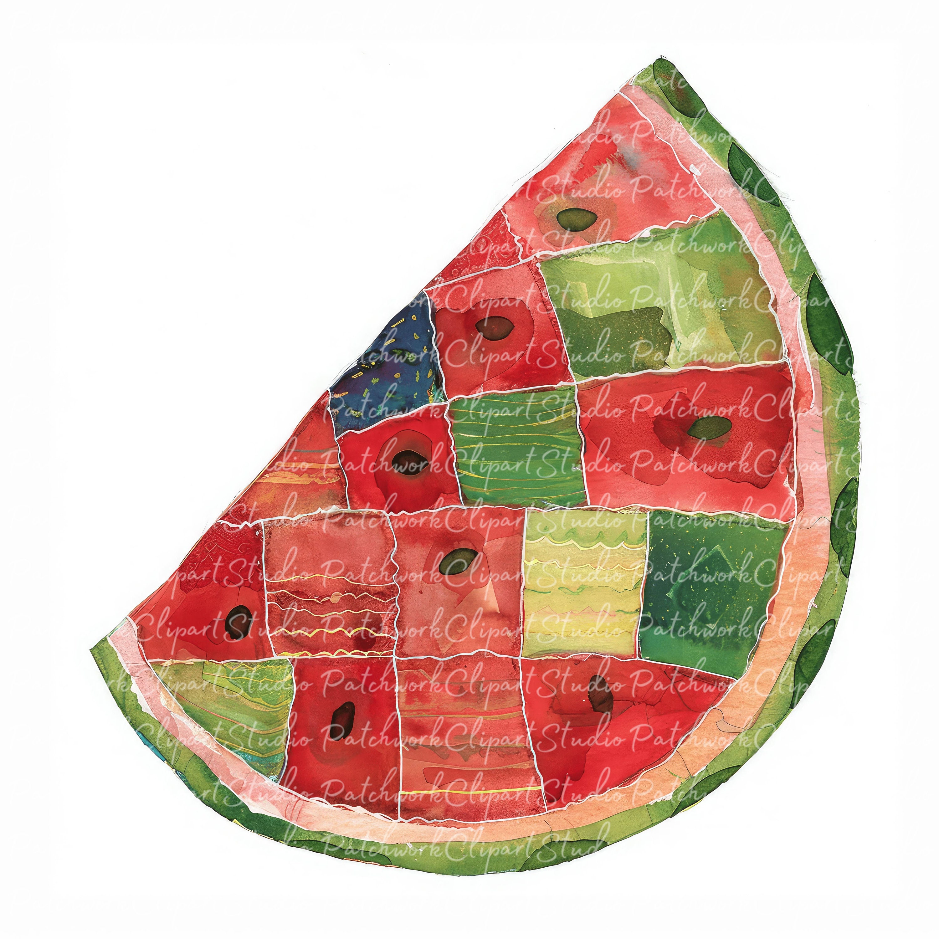 10 Watermelons Clipart Bundle, PNG & JPG, Printable Patchwork Melon ...