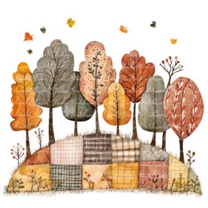 10 Autumn Forest Clipart Bundle, PNG & JPG Printable Patchwork, Forest ...