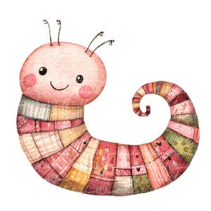 10 Worm Clipart Bundle, PNG & JPG, Printable Patchwork Worm ...