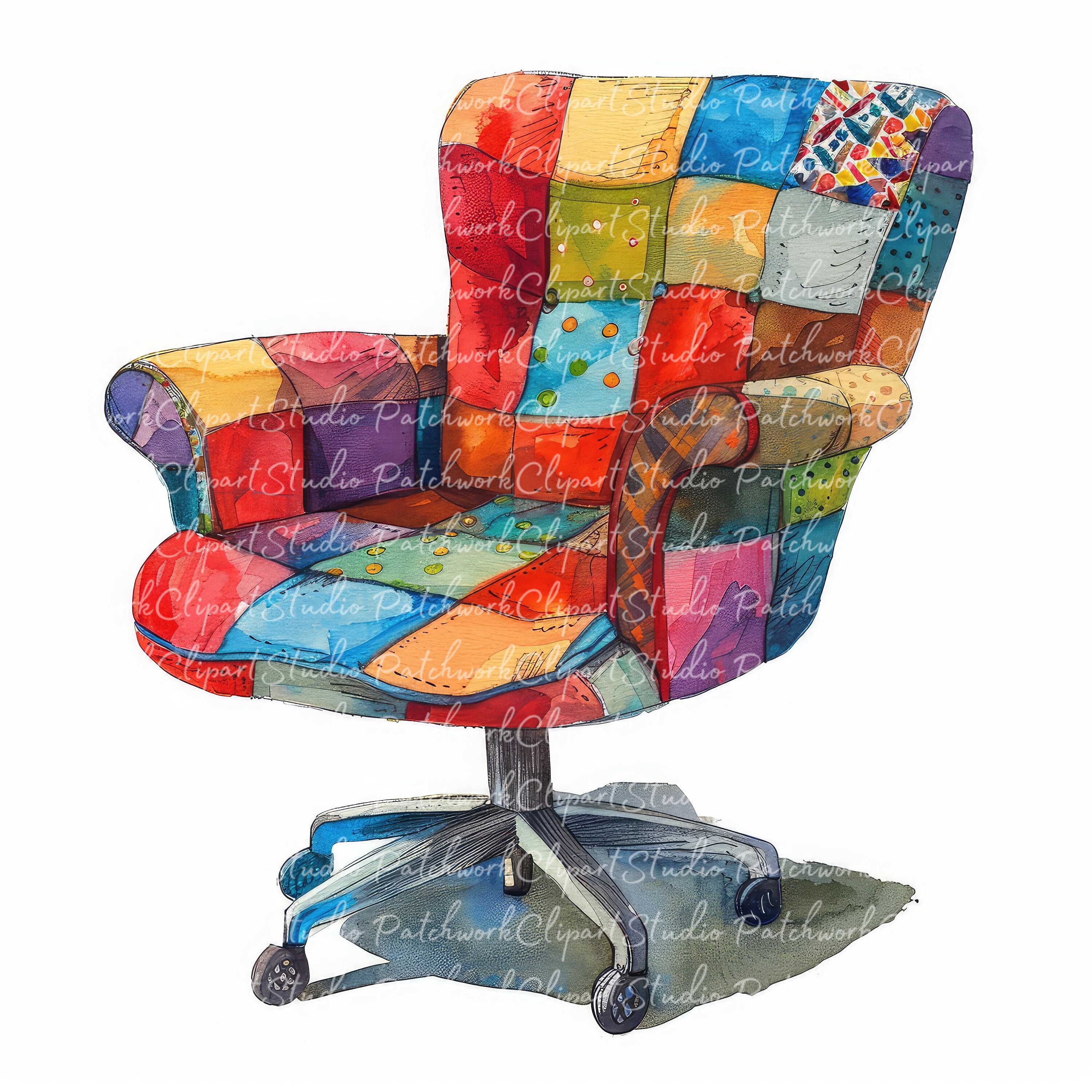 10 Desk Chairs Clipart Bundle PNG JPG Printable Patchwork Office Chair Illustrations Digital Download Scrapbook Crafting Quilt Image Etsy