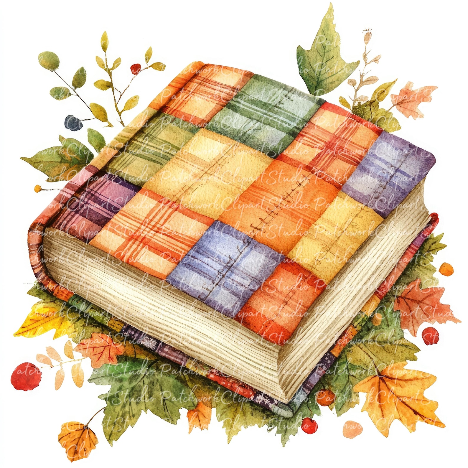 10 Autumn Book Clipart Bundle, PNG & JPG, Printable Patchwork, Cozy ...