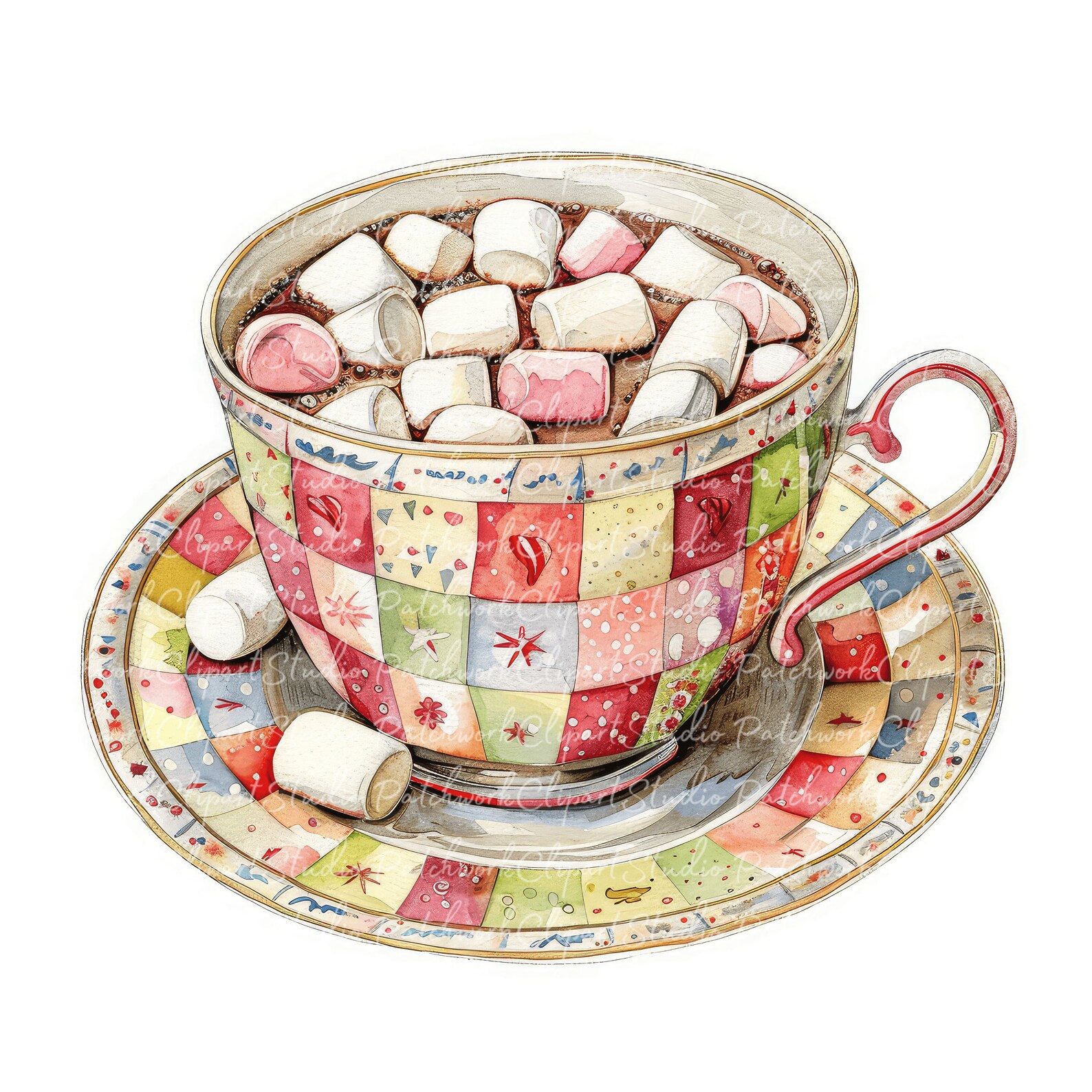 10 Hot Chocolate Clipart Bundle, PNG & JPG, Printable Patchwork ...