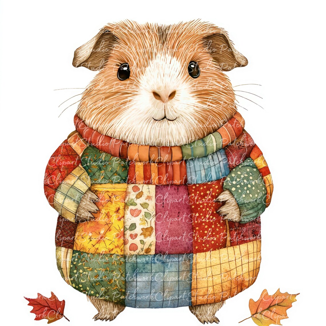 10 Autumn Guinea Pig Clipart Bundle, PNG & JPG Printable Patchwork ...