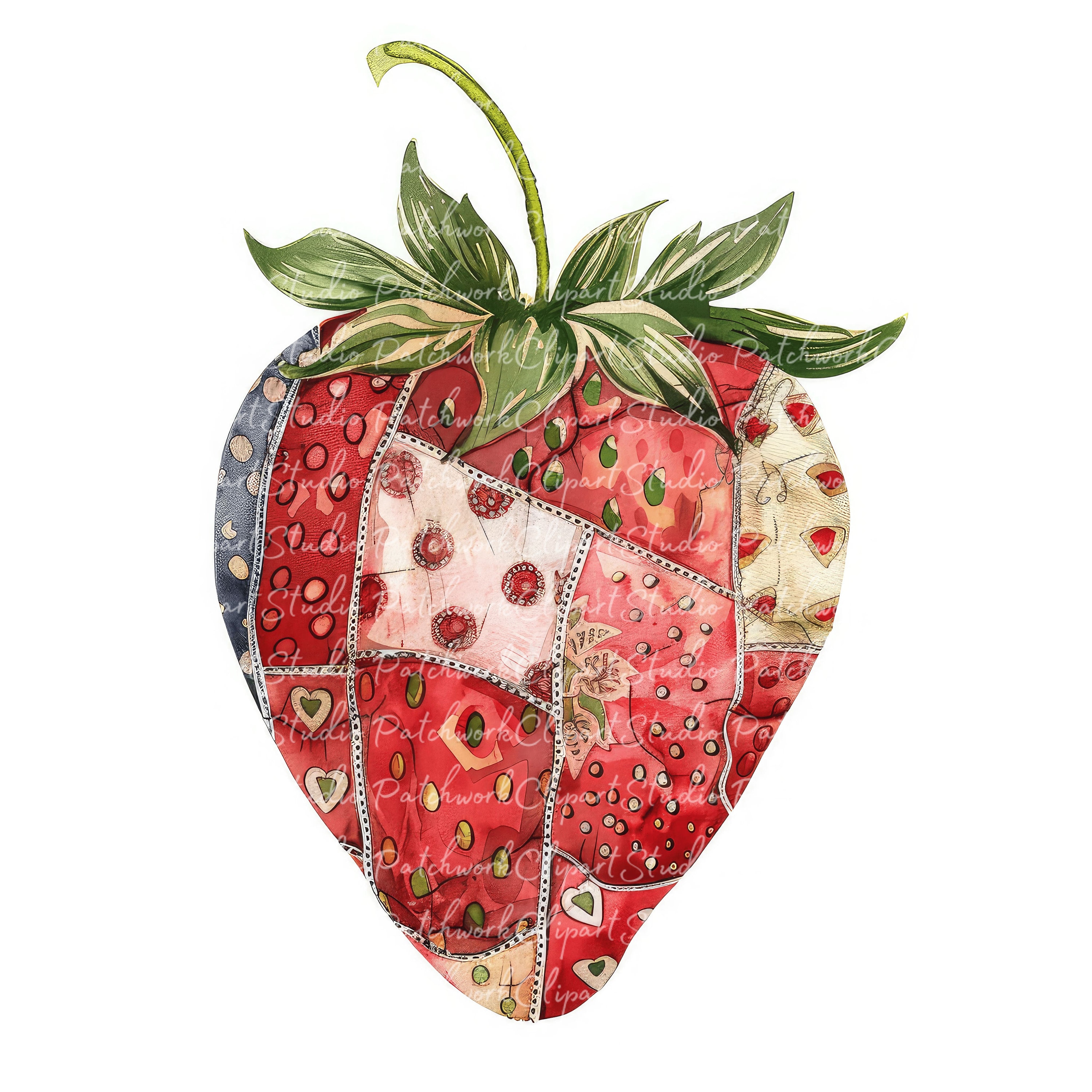 10 Strawberries Clipart Bundle, PNG & JPG, Printable Patchwork ...