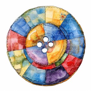 10 Buttons Clipart Bundle, PNG & JPG, Printable Patchwork Button ...