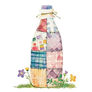 10 Milk Bottle Clipart Bundle, PNG & JPG, Printable Patchwork Milk ...