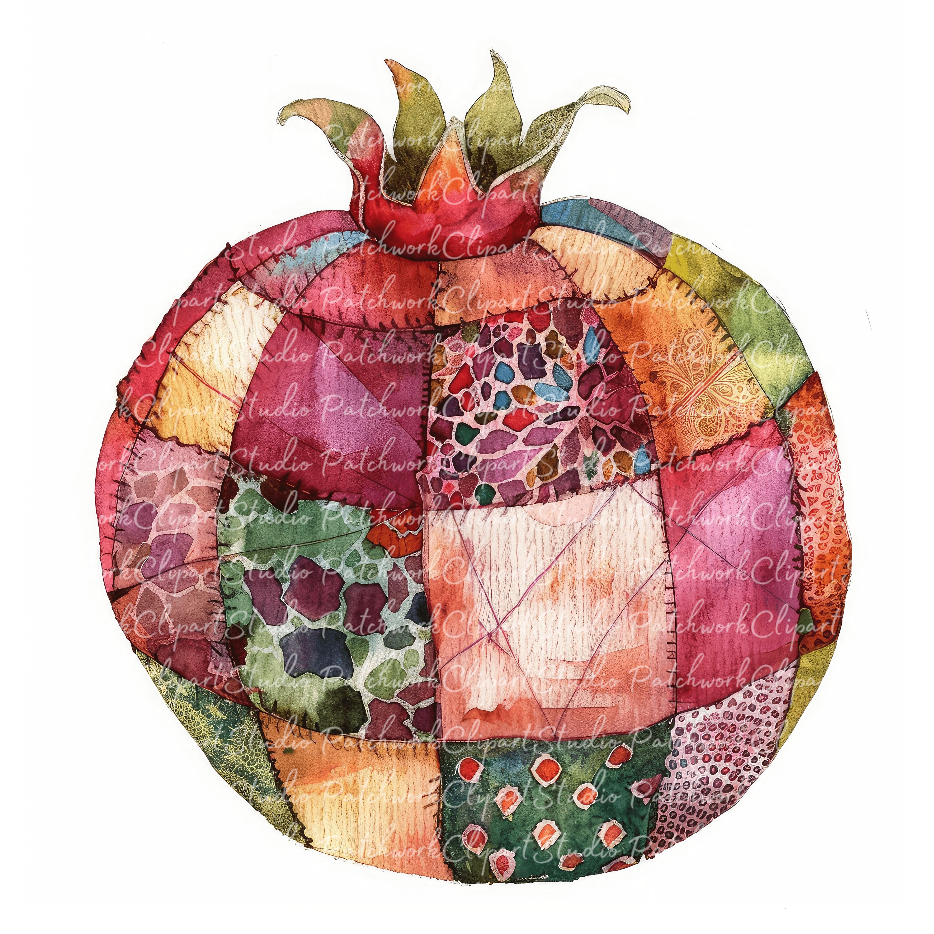 10 Pomegranates Clipart Bundle, PNG & JPG, Printable Patchwork ...