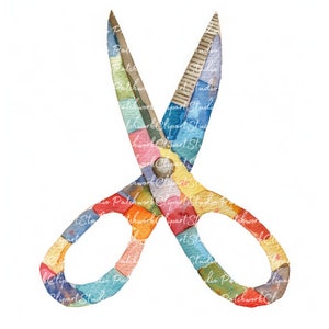 10 Scissors Clipart Bundle, PNG & JPG, Printable Patchwork Scissors ...