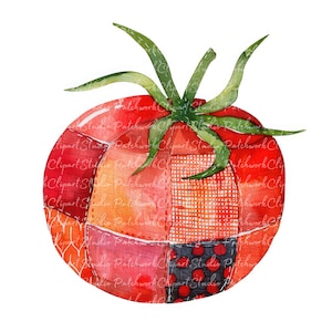 10 Tomato Clipart Bundle, PNG & JPG, Printable Patchwork Tomatoes ...