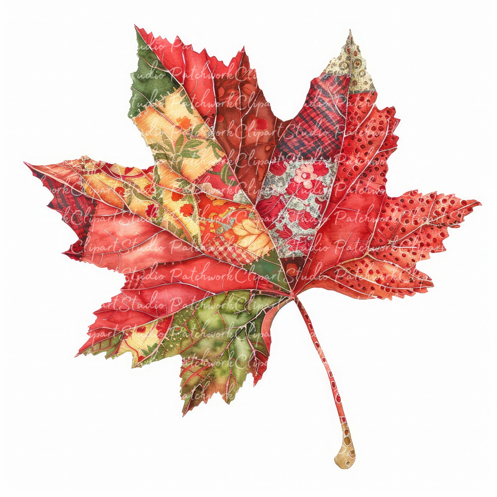 10 Leaves Clipart Bundle, PNG & JPG, Printable Patchwork Leaf ...