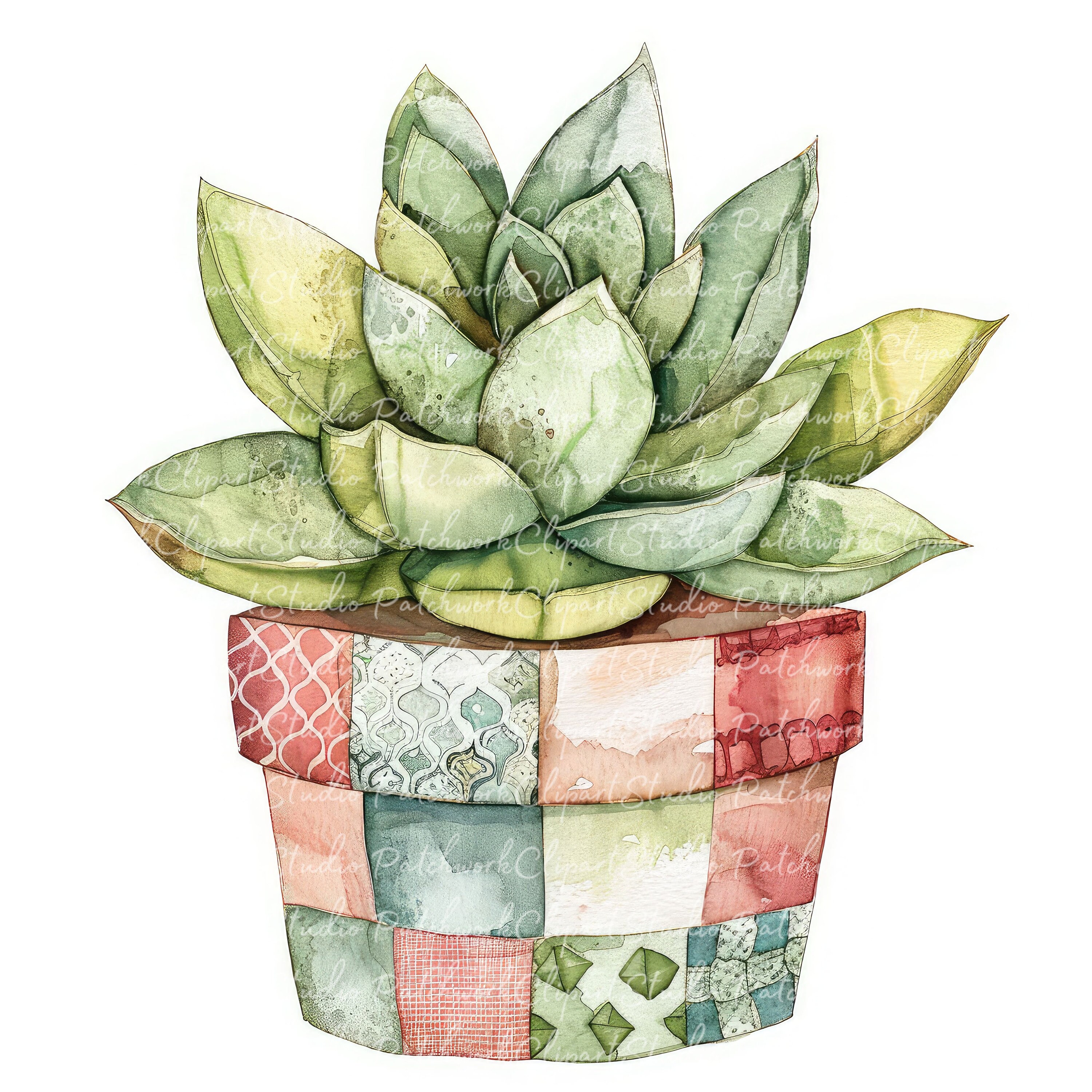 10 Succulents in Pot Clipart Bundle, PNG & JPG, Printable Patchwork ...