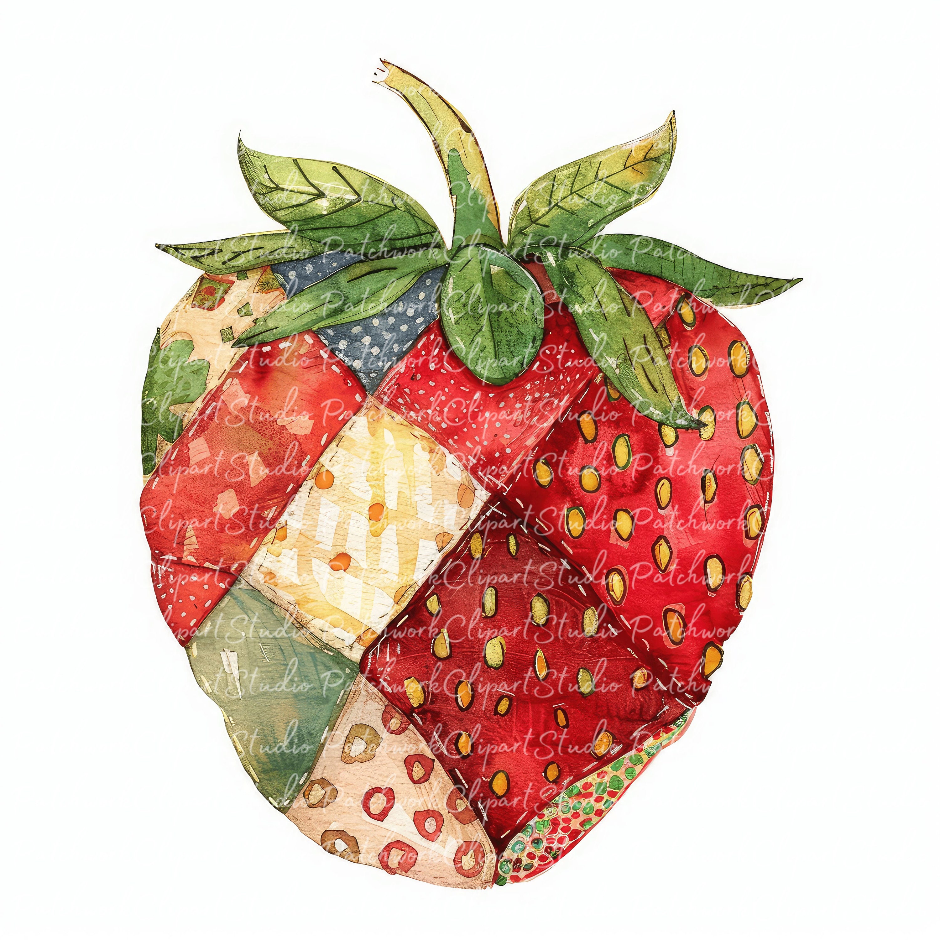 10 Strawberries Clipart Bundle, PNG & JPG, Printable Patchwork ...