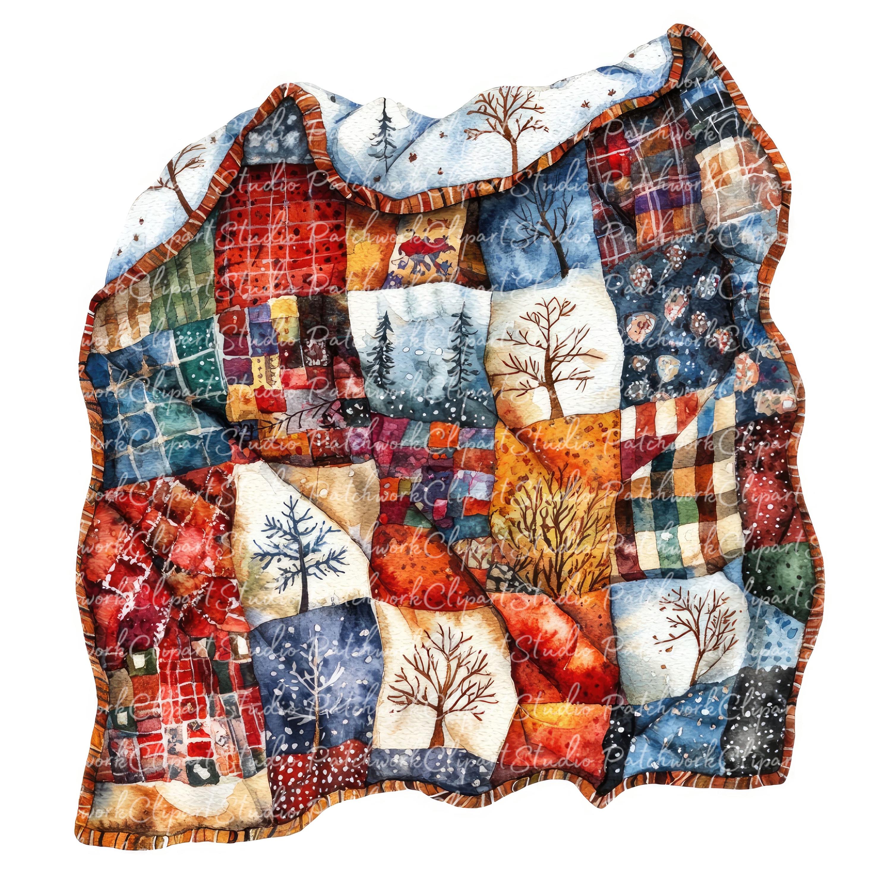 12 Quilted Winter Blanket Clipart Bundle, PNG & JPG, Printable ...