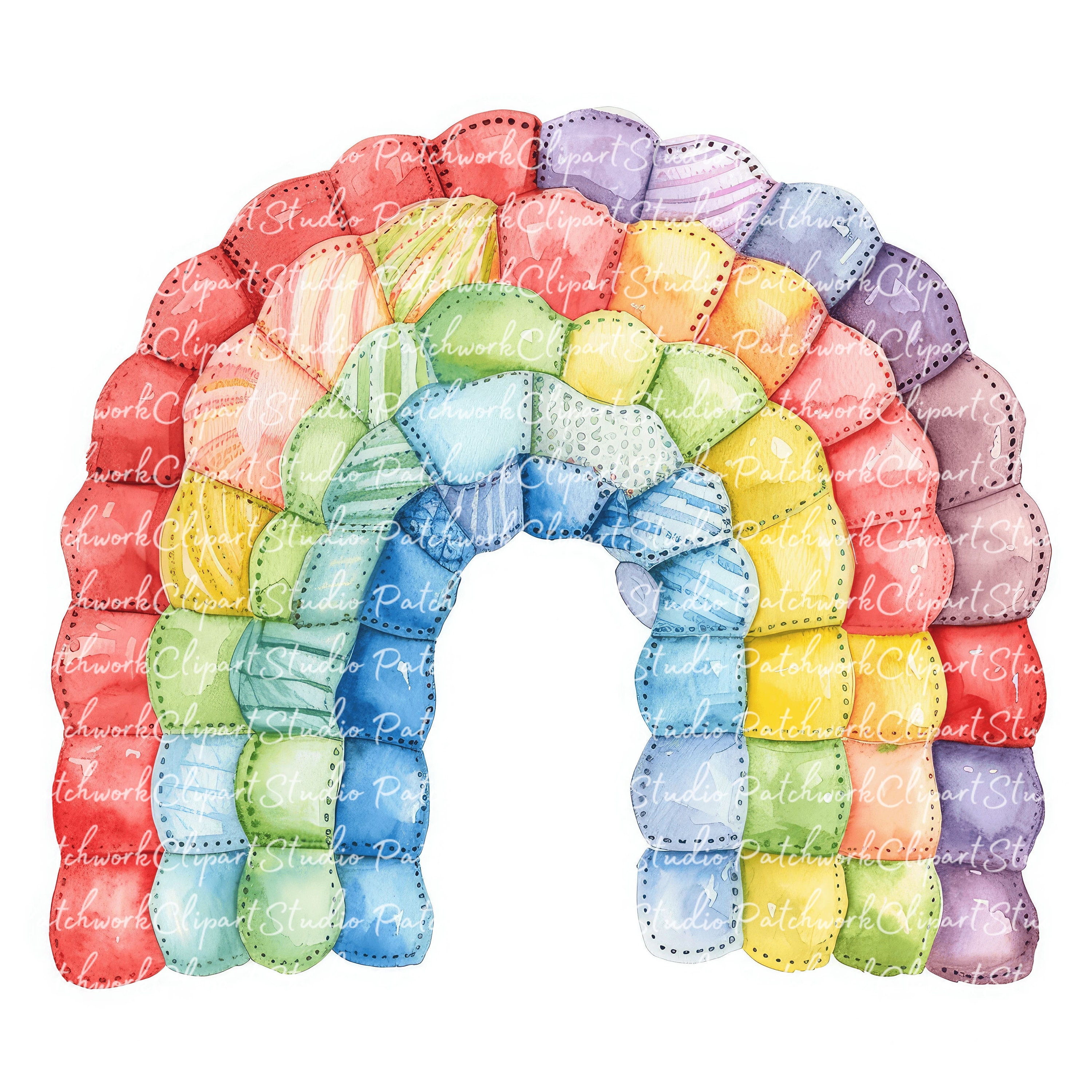 10 Rainbow Clipart Bundle, Printable Patchwork Rainbow, Digital ...