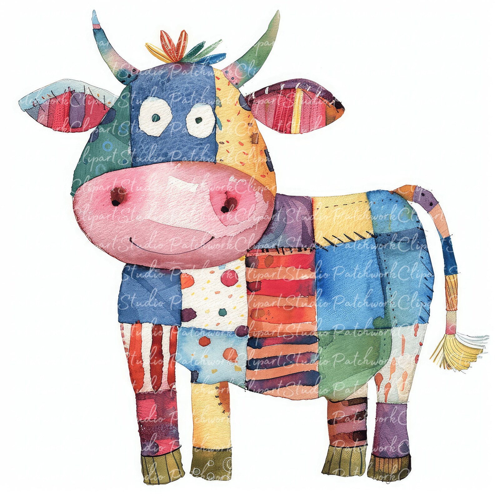 10 Cows Clipart Bundle, PNG & JPG, Printable Patchwork Cow ...