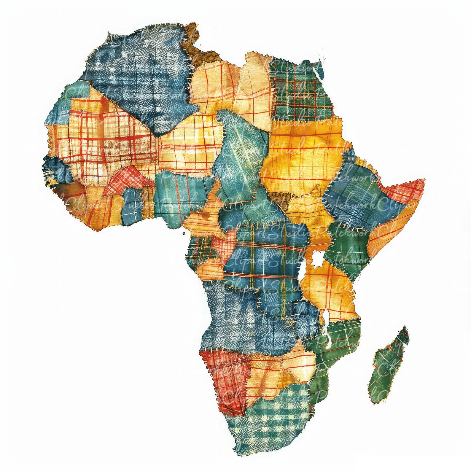 10 Africa Clipart Bundle, PNG & JPG, Printable Patchwork African ...