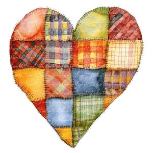 10 Hearts Clipart Bundle, PNG & JPG, Printable Patchwork Heart ...